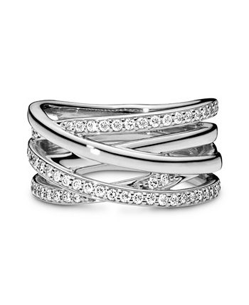 Pandora Cubic Zirconia Timeless Sparkling Polished Lines Ring - Macy's