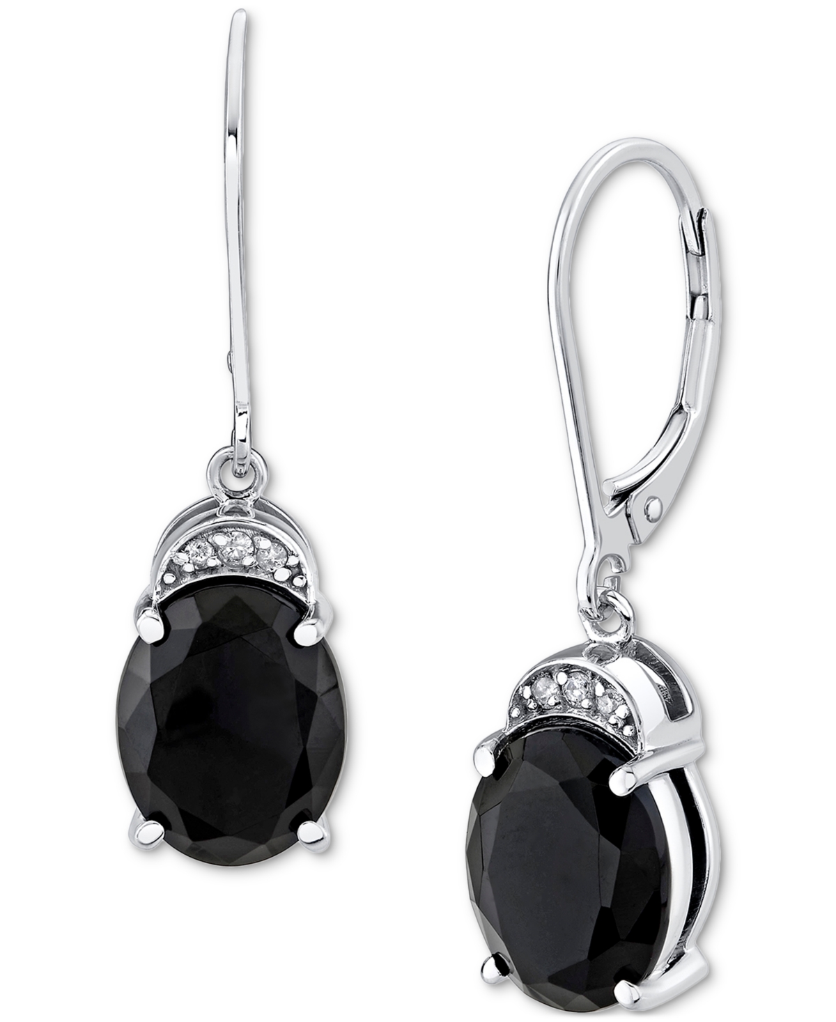 Click here for Onyx & Diamond Accent Oval Drop Earrings in Sterli... prices