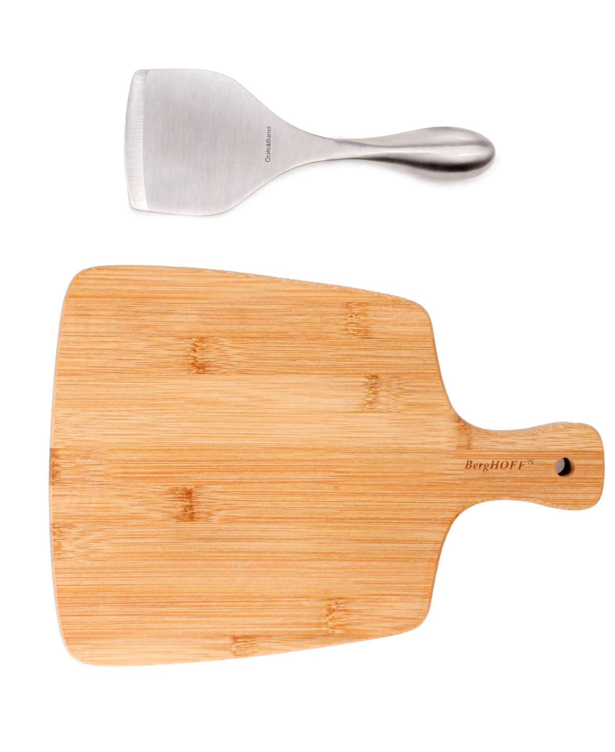 BerHOFF Bamboo 2 Piece Paddle Board and Aaron Probyn Cheese Knife Set - Brown