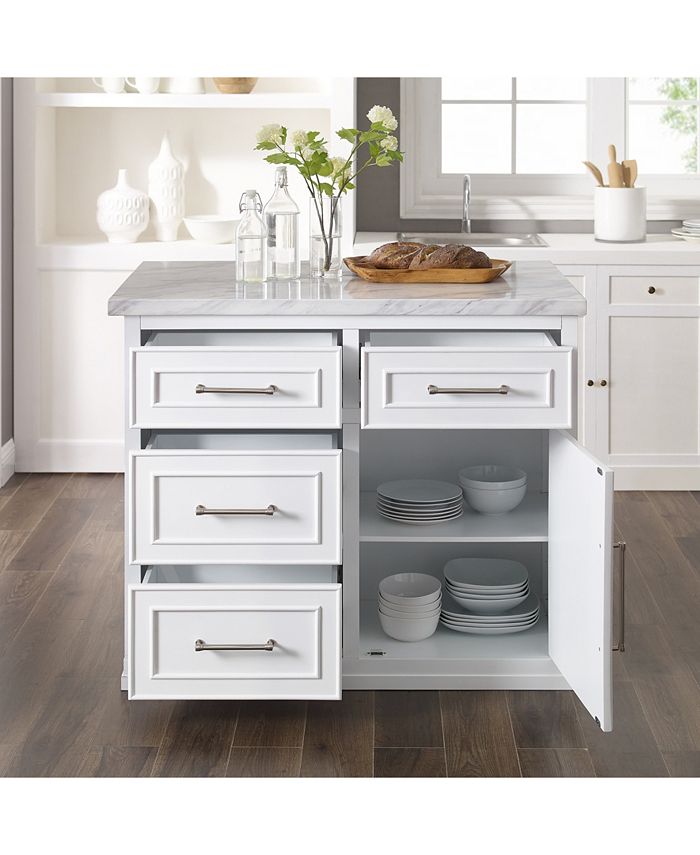 Crosley Furniture Cutler 42" Faux Marble Top Kitchen Island - Macy's