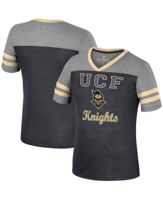 Big Girls Colosseum Black, Heather Gray UCF Knights Summer Striped V ...