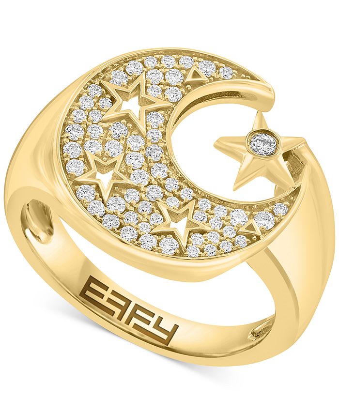 EFFY Collection EFFY® Diamond Moon & Stars Ring (1/3 ct. t.w.) in 14k Gold - Macy's
