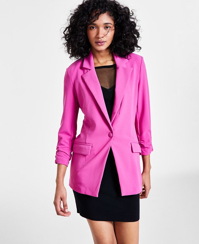 Bar III Women's Ruched-Sleeve Blazer, Created for Macy's - Macy's