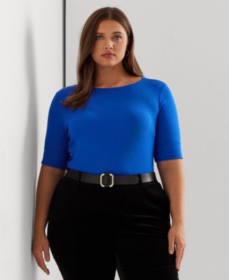 Lauren Ralph Lauren Plus Size Elbow-Sleeve Top - Macy's