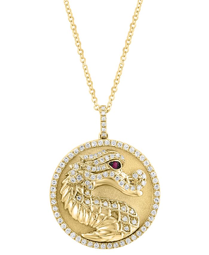 EFFY Collection EFFY® Diamond (3/8 ct. t.w.) & Ruby Dragon Disc 18 ...