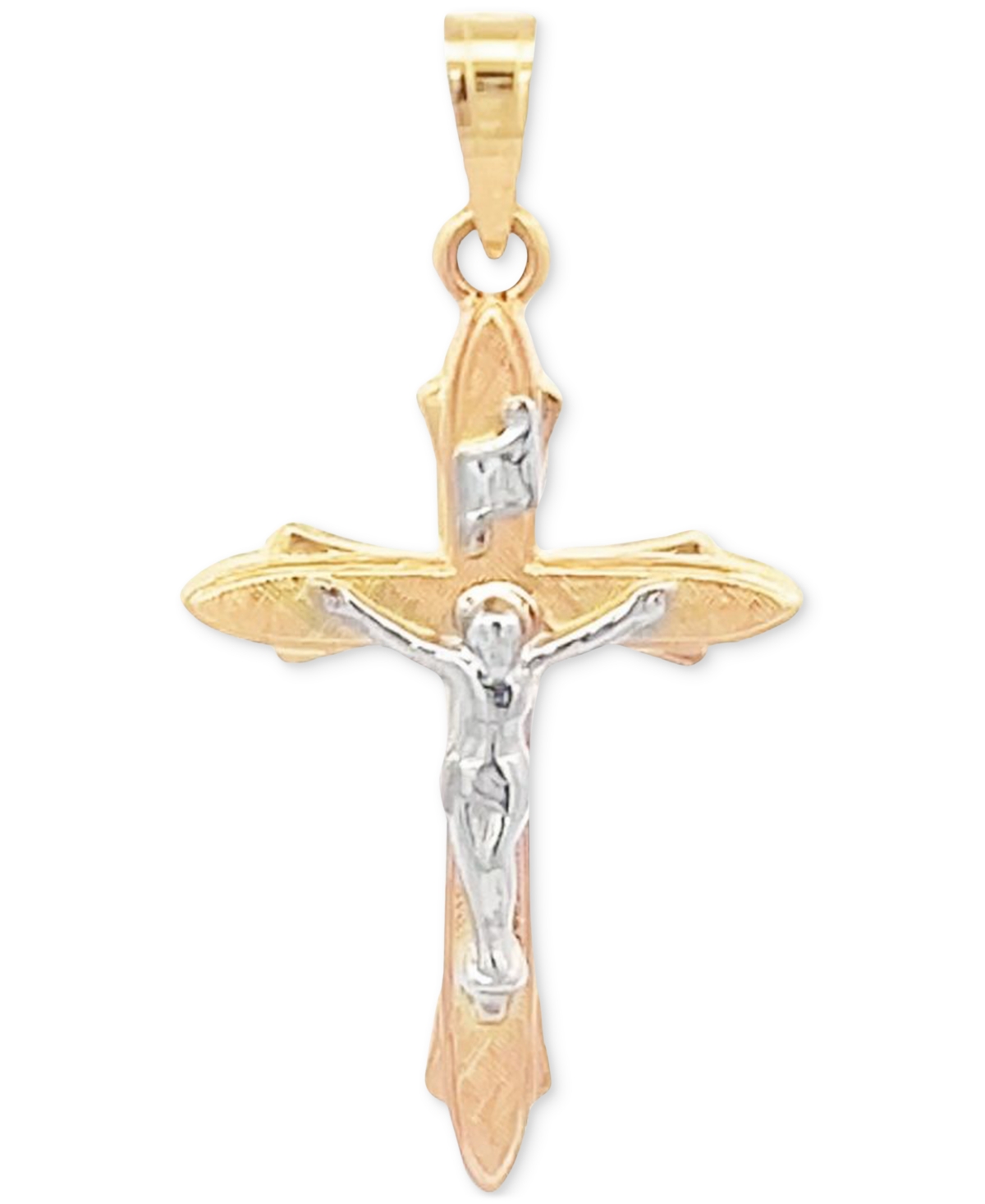 Click here for Two Tone Crucifix Charm Pendant in 14K Yellow and... prices