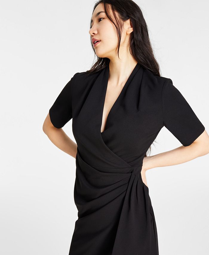 DKNY Women's Side-Ruched Short-Sleeve Tulip-Hem Dress - Macy's