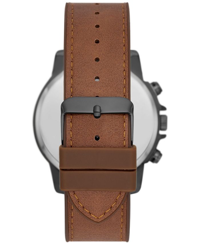 Folio Men's Quartz Three Hand Brown Polyurethane Watch 49mm, Gift Set ...