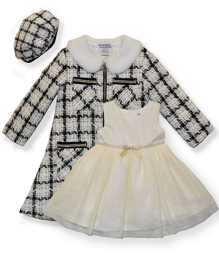 Blueberi Boulevard Little Girls Boucle Coat with Glitter Tulle Dress ...