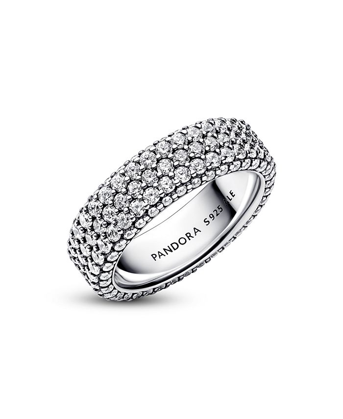 Pandora Cubic Zirconia Timeless Pave Triple-Row Ring - Macy's