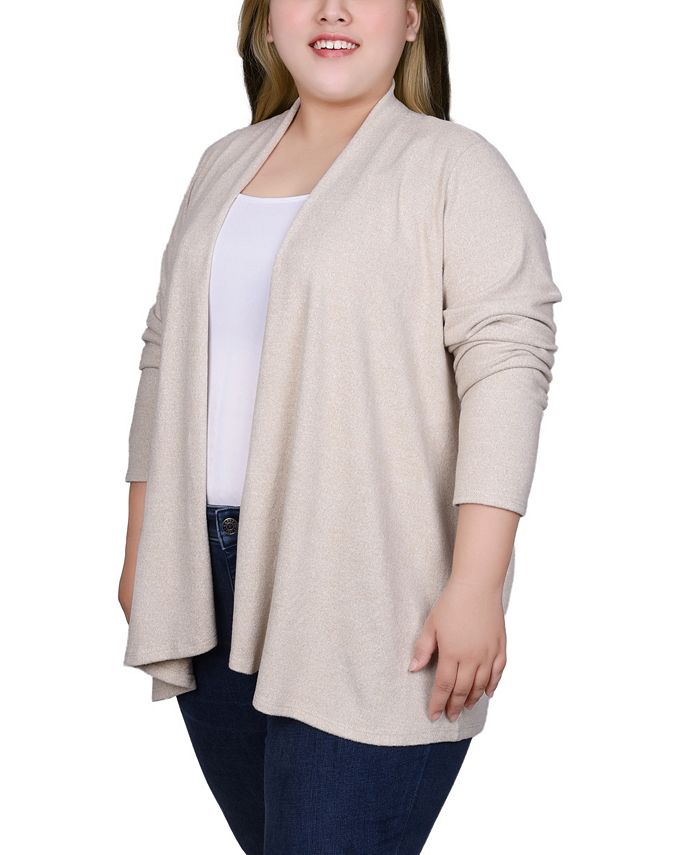 NY Collection Plus Size Long Sleeve Swing Cardigan Sweater - Macy's