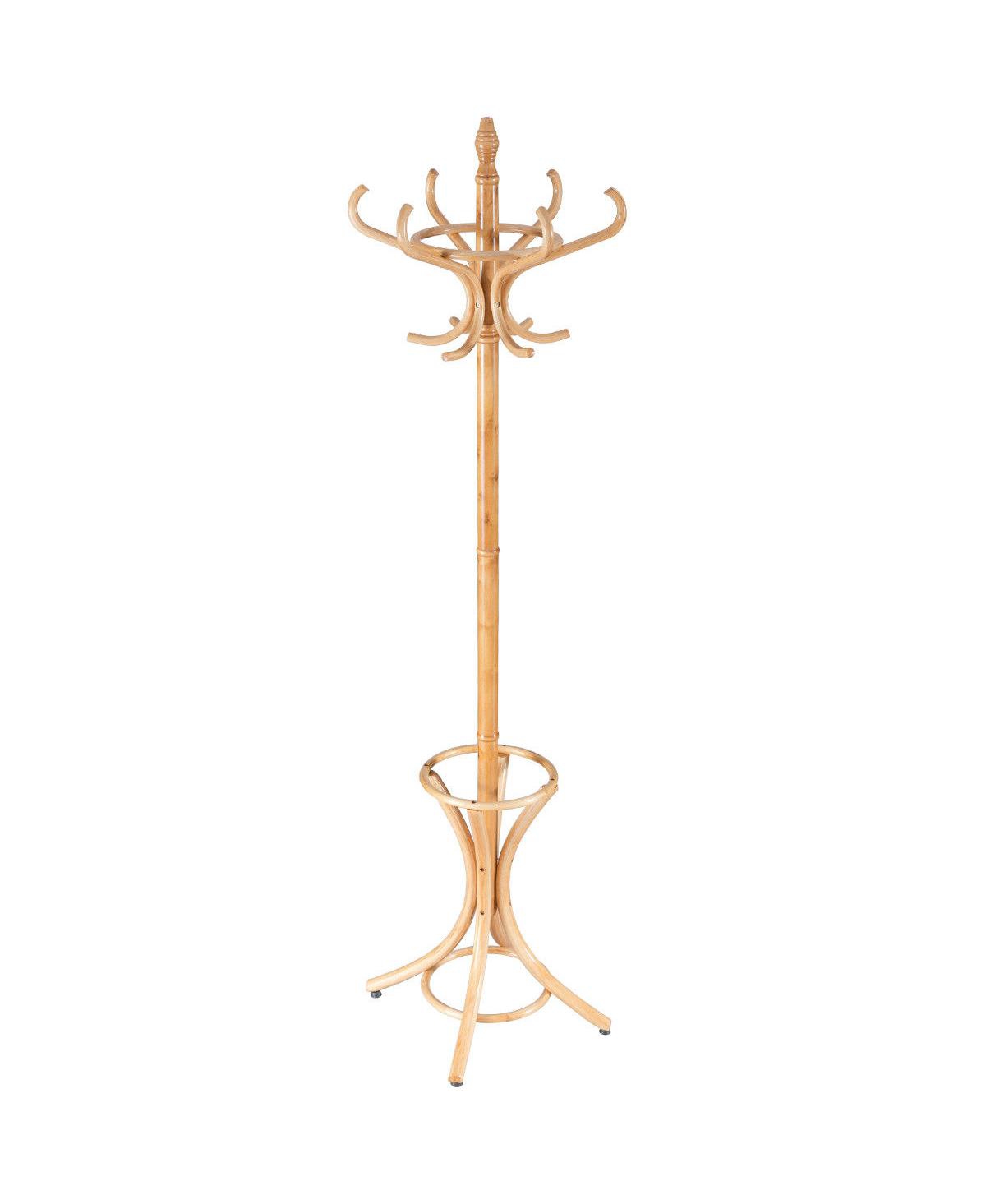 Click here for Wood Standing Hat Coat Rack with Umbrella Stand -... prices