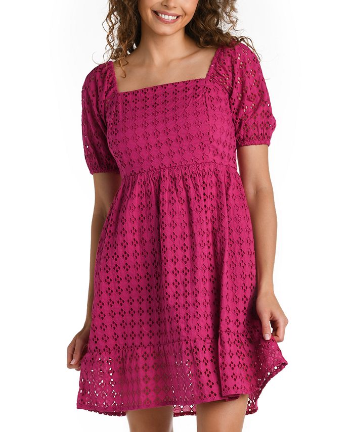 La Blanca Womens Saltwater Sands Cotton Eyelet Cover Up Dress Macys