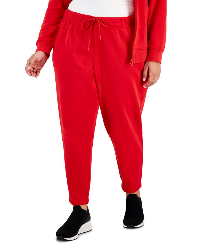 ID Ideology Plus Size High-Rise Solid Fleece Jogger Pants, Created for ...