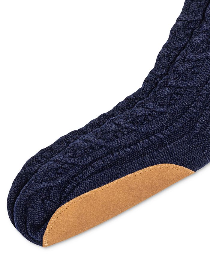 Polo Ralph Lauren Men's Chunky Cable-Knit Suede-Bottom Socks - Macy's