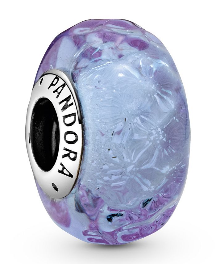 Pandora Sterling Silver Wavy Lavender Murano Glass Charm - Macy's