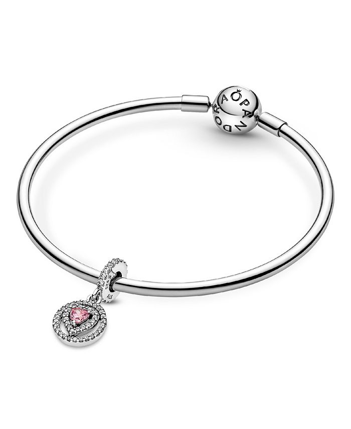 Pandora Cubic Zirconia Sparkling Double Halo Heart Dangle Charm - Macy's
