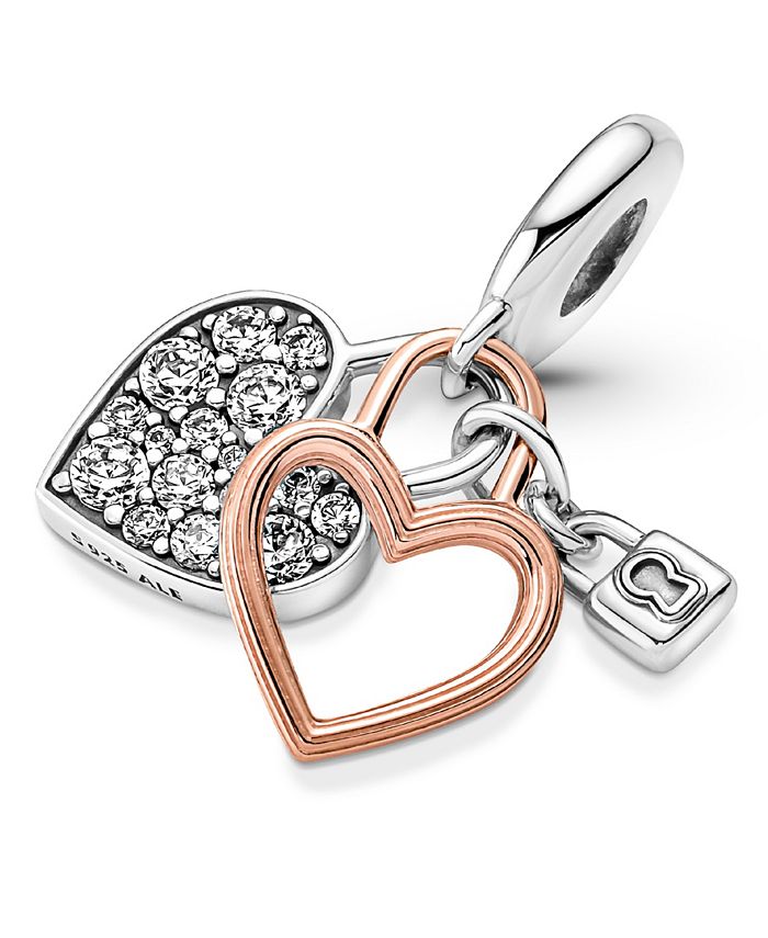 Pandora Cubic Zirconia Heart Padlock Double Dangle Charm - Macy's
