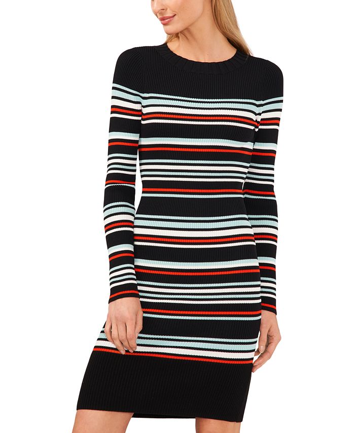 CeCe Women's Striped Rib Knit Sweater Dress - Macy's