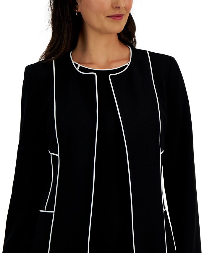 Kasper Women's Stretch Crepe Seamed Topper Jacket - Macy's