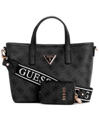 GUESS Latona Small Webbing Strap Monogram Crossbody Tote - Macy's