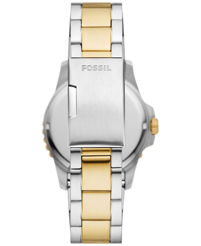 Fossil Men's Blue Dive Three-Hand Date Two-Tone Stainless Steel Watch ...