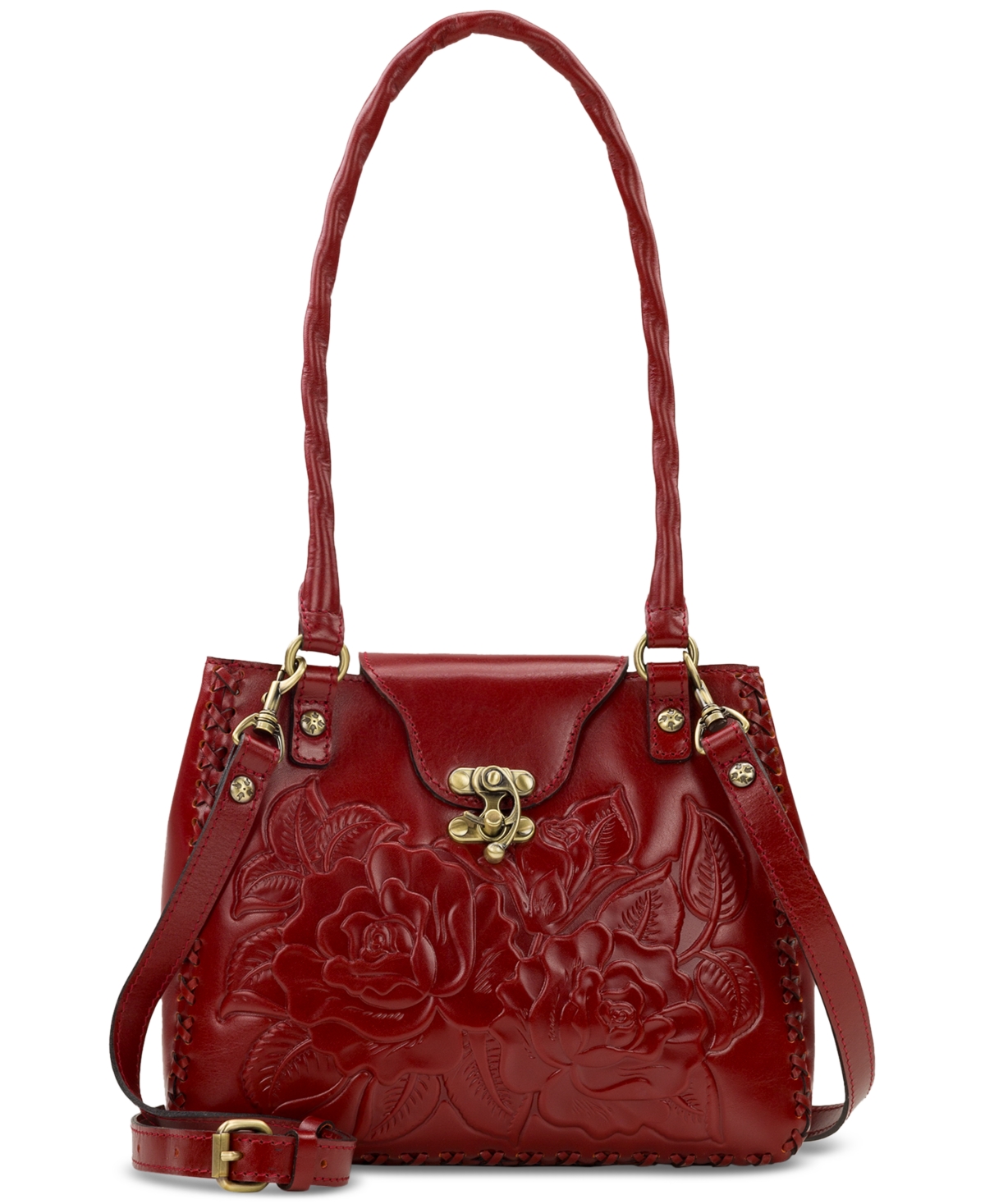 Patricia Nash Rosalia Small Leather Shoulder Bag In Ruby Red | ModeSens