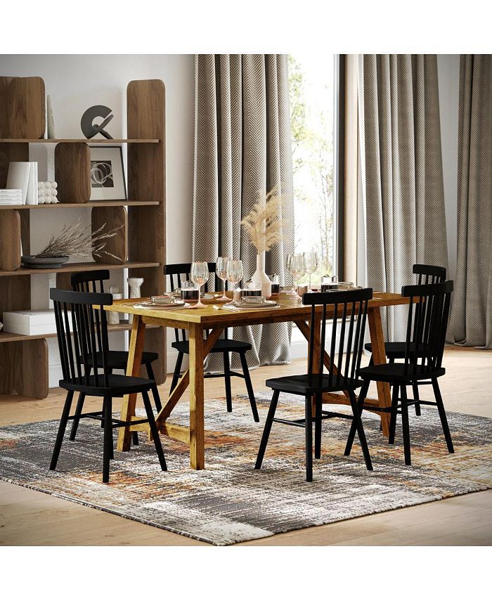 MERRICK LANE Carroll Wooden Dining Table With Trestle Style Base - Macy's