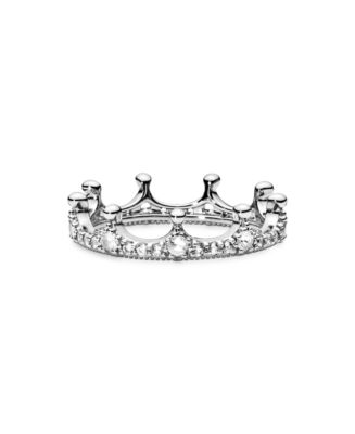 Pandora Cubic Zirconia Moments Clear Sparkling Crown Ring - Macy's