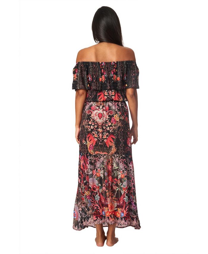 La Moda Clothing Women's Off Shoulder Cinched Waist Maxi Dress - Macy's