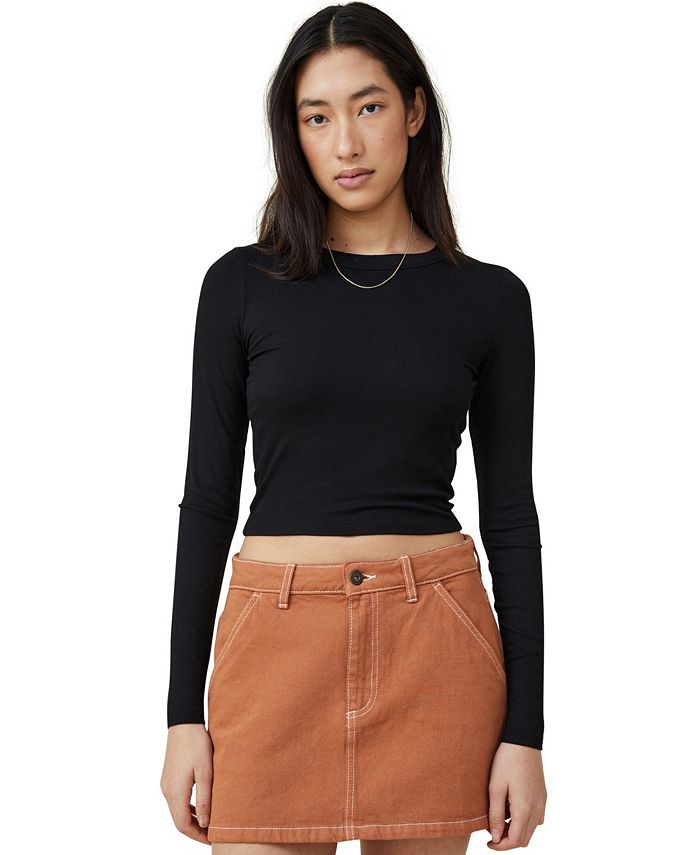 COTTON ON Women's Staple Rib Crew Neck Long Sleeve Top - Macy's