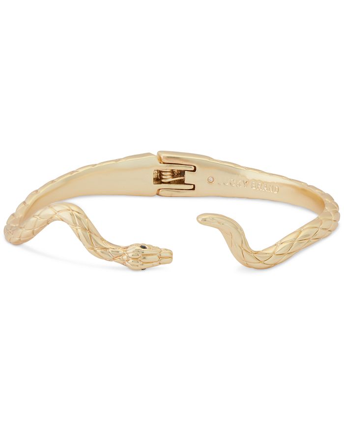 Lucky Brand Gold-Tone Jet Pavé Snake Cuff Bracelet - Macy's