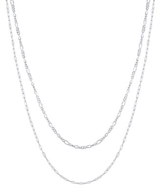 And Now This Silver-Plated Figaro and Kiss Chain Double Strand Necklace ...