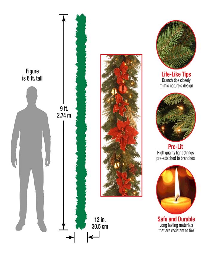 National Tree Company 9' x 12" Decorative Collection Home Spun Garland ...