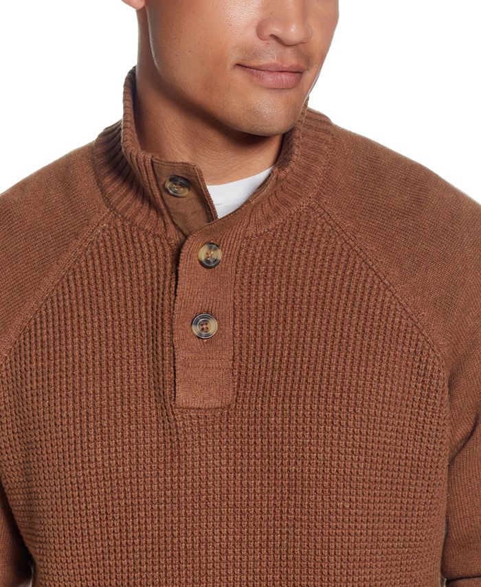 Weatherproof Vintage Men's Button Mock Neck Sweater - Macy's