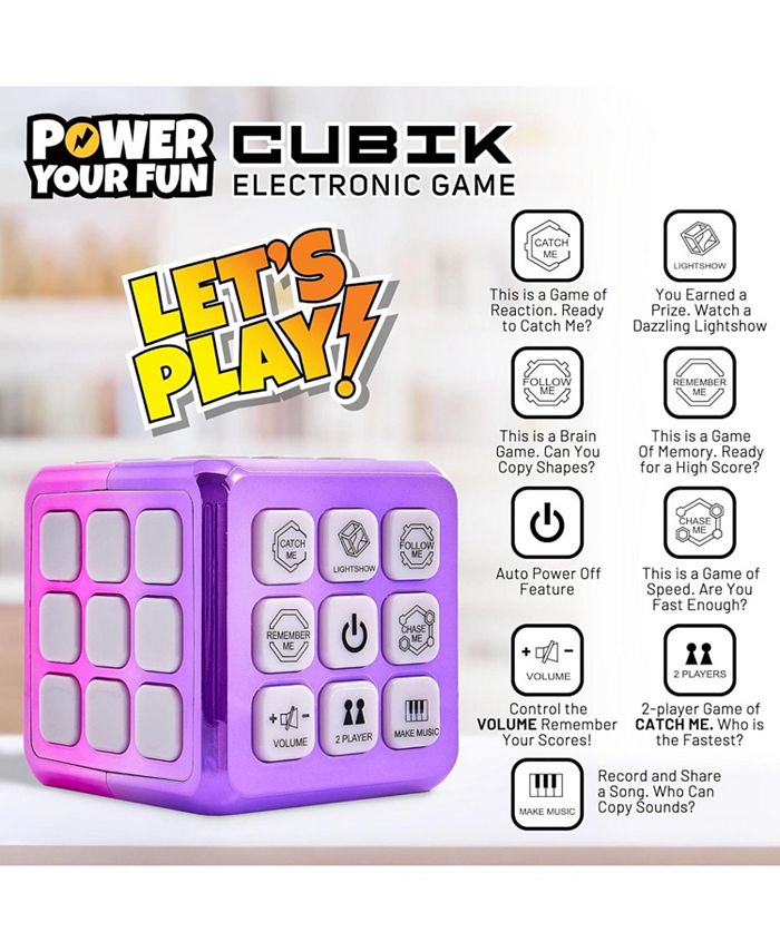 Power Your Fun Cubik LED Flashing Cube Memory Game- Metallic Pink ...