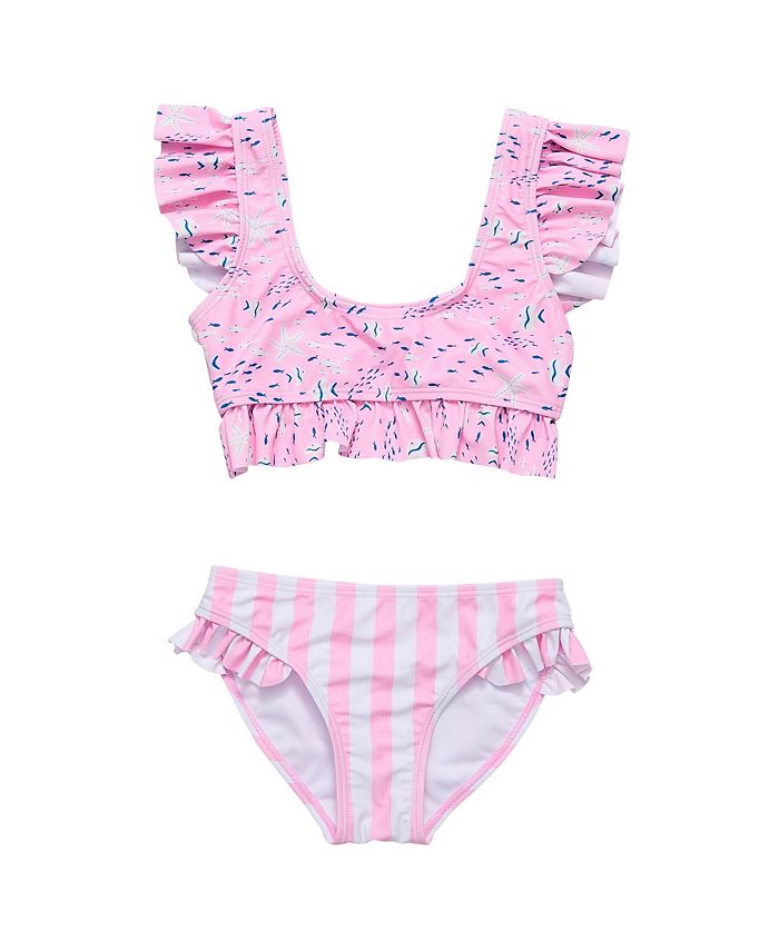 Snapper Rock Toddler, Child Girls Pink Sea Frilled Crop Bikini - Macy's