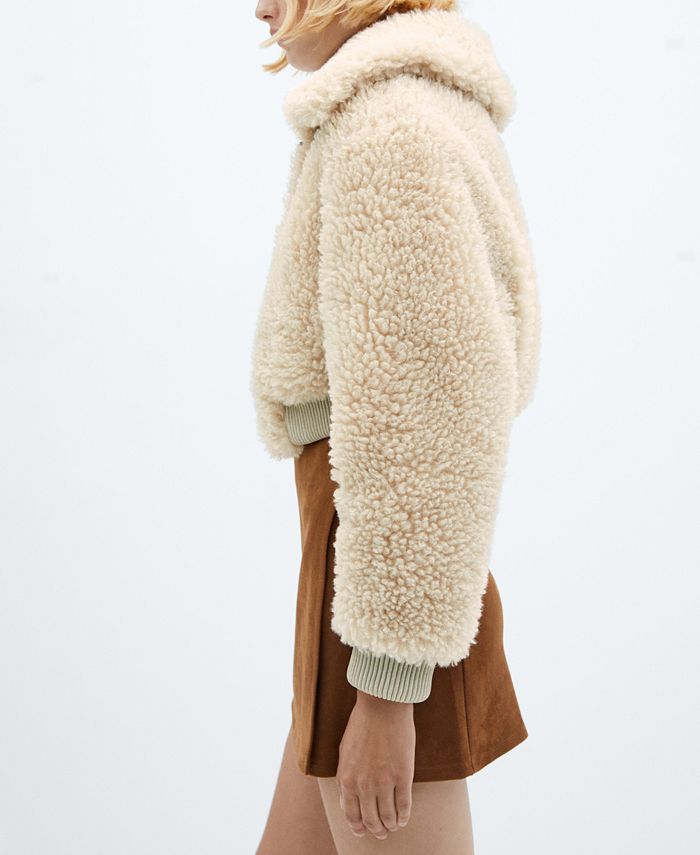 MANGO Women's Faux Fur Bomber Jacket - Macy's