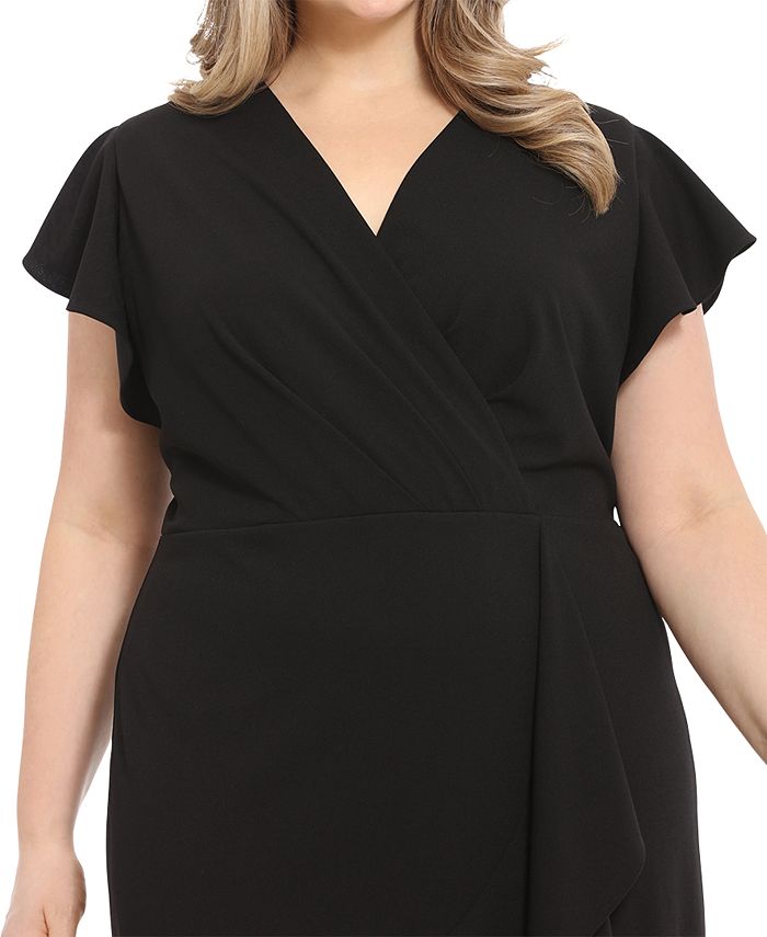 London Times Plus Size Ruffled Faux-Wrap Dress - Macy's