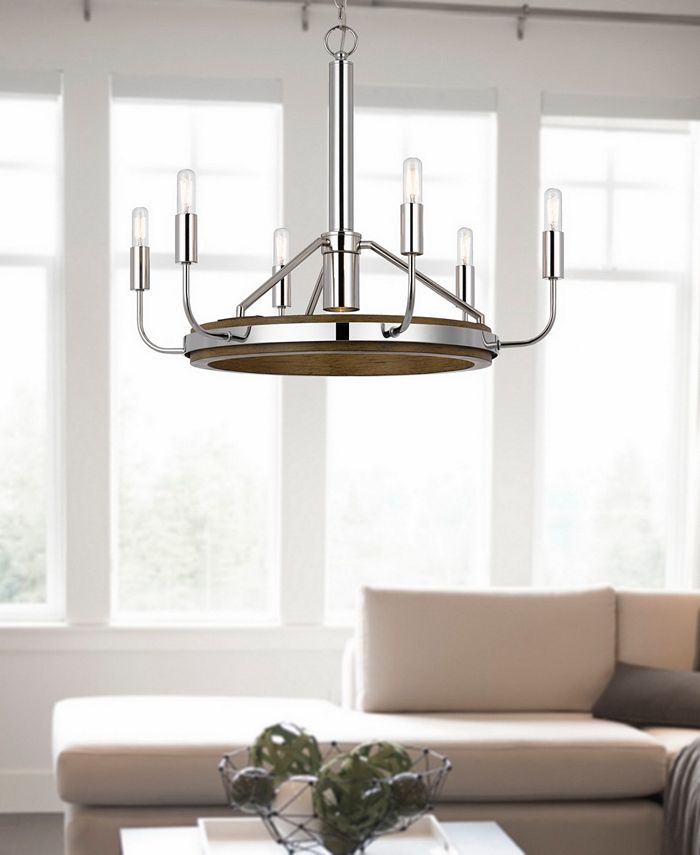 Cal Lighting Saluda 6 Light 20" Height Metal Chandelier - Macy's