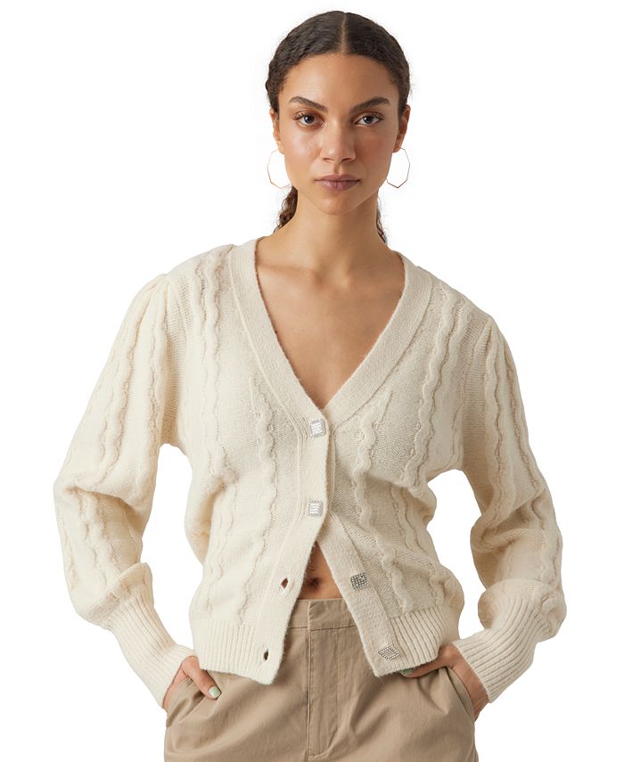 Vero Moda Women's Embellished Button Wavy-Stitch Cardigan - Macy's