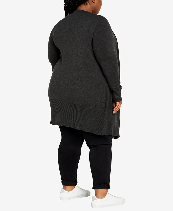 AVENUE Plus Size Big Button Cuff Cardigan Sweater - Macy's