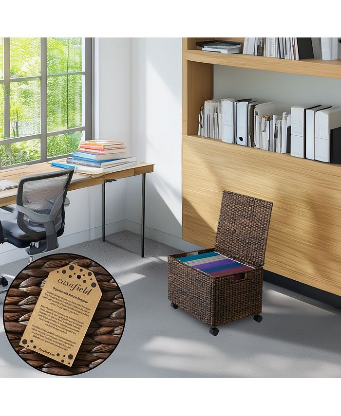 Casafield Rolling Filing Cabinet, Water Hyacinth Hanging File Folder ...
