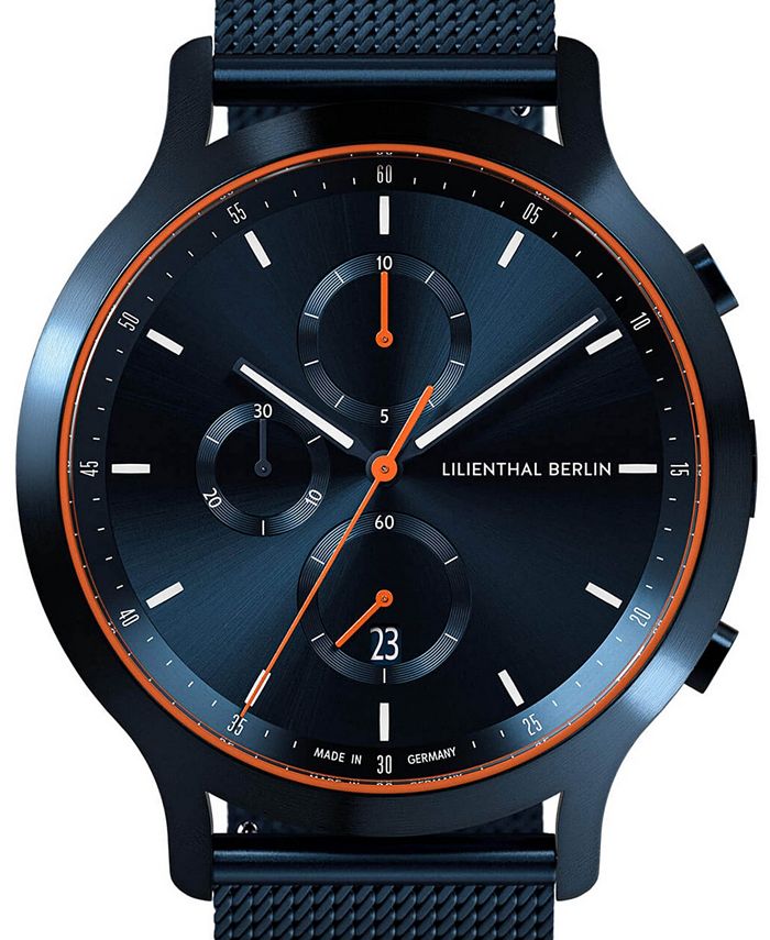 Lilienthal Berlin Men's Blue Orange Blue Stainless Steel Mesh Watch ...