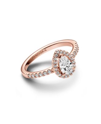 Pandora Cubic Zirconia Pear Halo Ring - Macy's