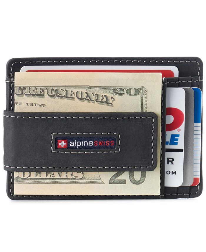 Alpine Swiss Mens RFID Safe Slim Magnetic Money Clip Leather Front ...