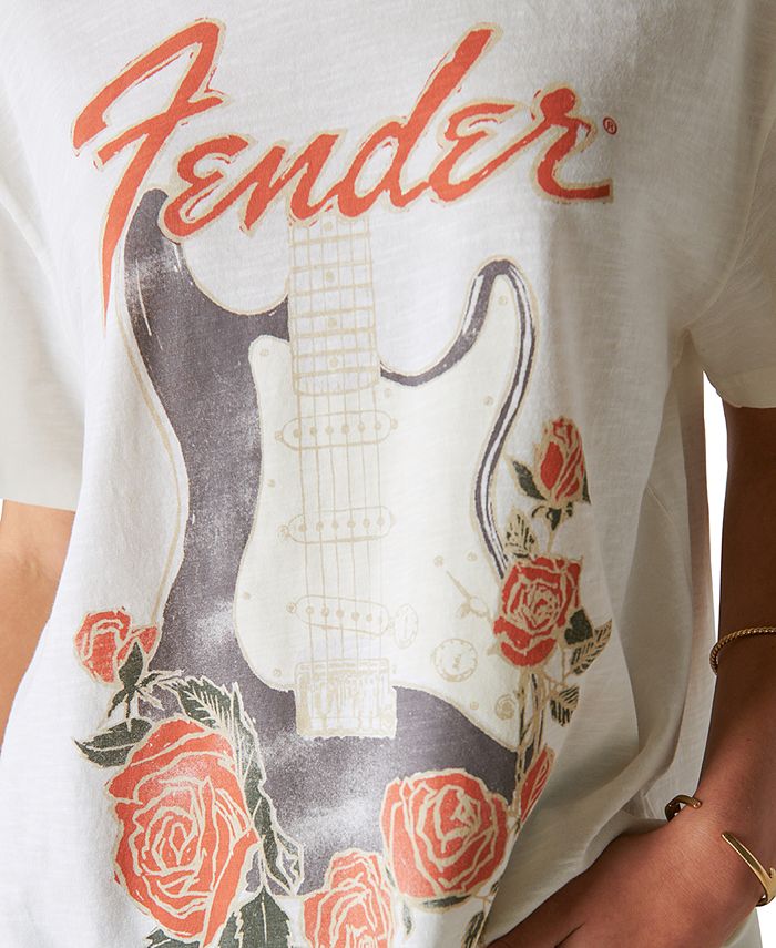 Lucky Brand Women's Fender Roses Boyfriend T-Shirt - Macy's
