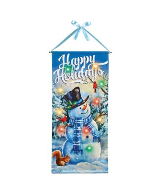 LED Lighted Hanging Happy Holidays Snowman Banner - Macy's