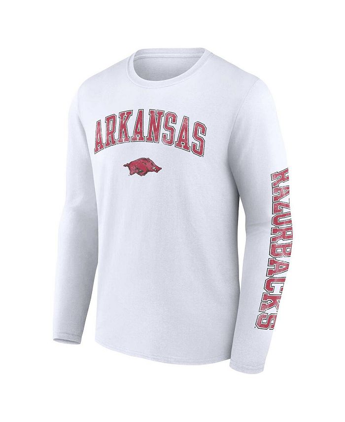 Fanatics Men's White Arkansas Razorbacks Distressed Arch Over Logo Long ...