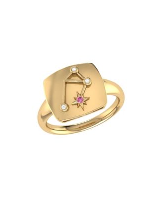 LuvMyJewelry Libra Scales Design 14K Yellow Gold Pink Tourmaline ...